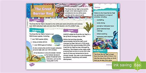 The Great Barrier Reef Fact File Twinkl Ks2