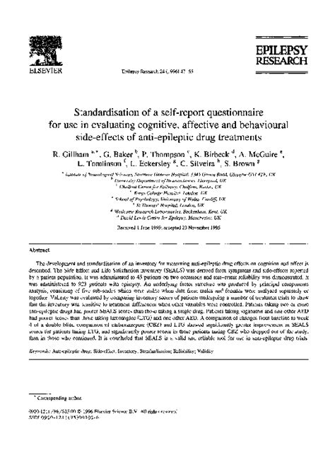 Pdf Standardisation Of A Self Report Questionnaire For Use In Evaluating Cognitive Affective