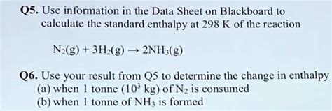 Solved Q5 Use Information In The Data Sheet On Blackboard To
