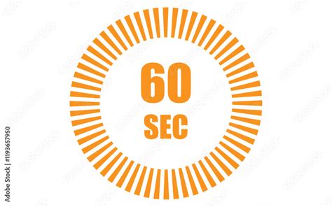 Sixty Second Timer Clock 60 Sec Stopwatch Icon Countdown Time Digital Stop Chronometer Stock