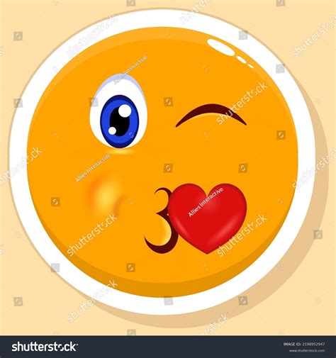 Sticker Style Face Blowing Kiss Emoji Stock Vector Royalty Free