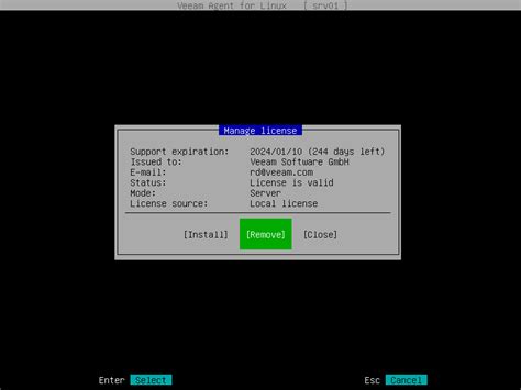 Removing License Veeam Agent For Linux User Guide