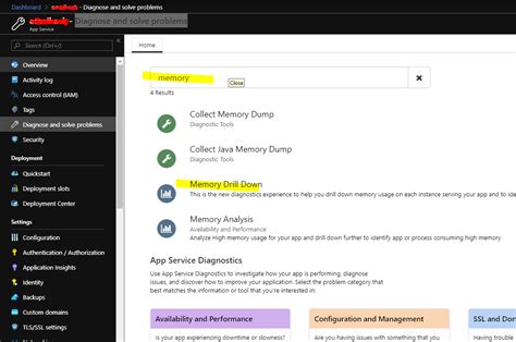 Azure App Service Memory Usage Where To See Full Breakdown Stack Overflow
