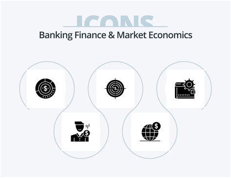 Banking Finance And Market Economics Glyph Icon Pack 5 Icon Design