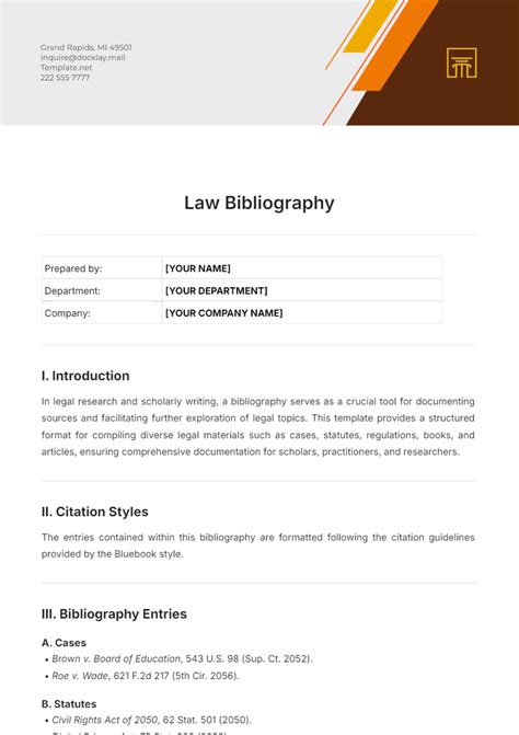Free Law Bibliography Template To Edit Online
