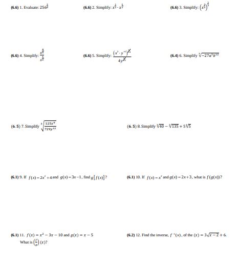 Solved 6 6 1 Evaluate 256 6 6 2 Simplify 6 6 2 Chegg Com