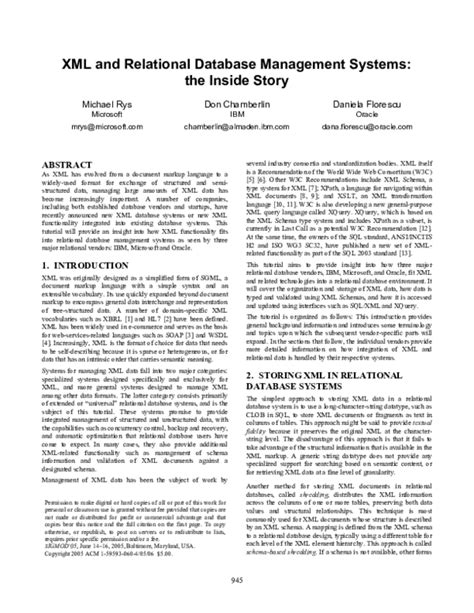 Pdf Xml And Relational Database Management Systems