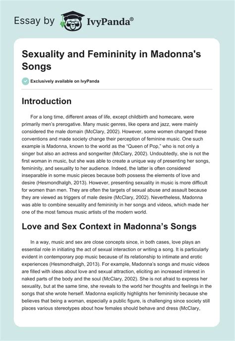 Sexuality And Femininity In Madonna S Songs Words Essay Example
