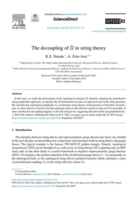 Pdf The Decoupling Of Ω ¯ In String Theory