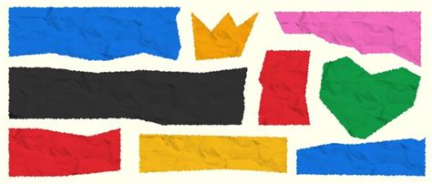 Premium Vector A Set Of Pieces Of Torn Paper Multicolored Square