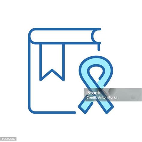 리본 암 라인 아이콘으로 예약하십시오 질병 암의 인식 기호 에이즈 Hiv 선형 Pictogram 암 연구 개요 아이콘 편집