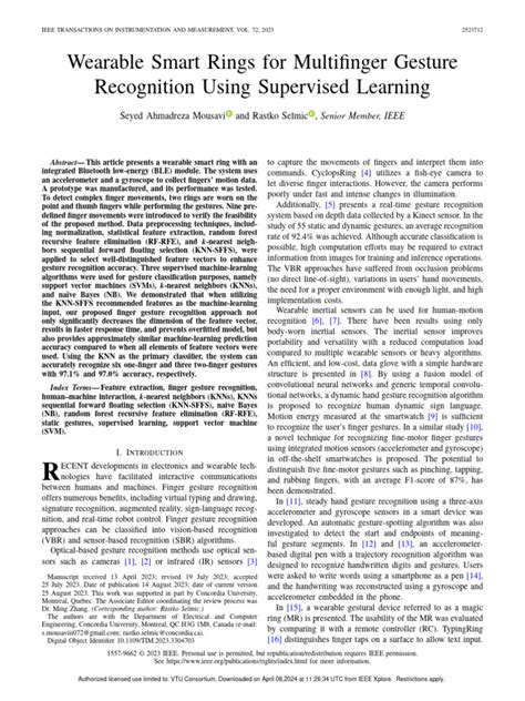 Wearable Smart Rings For Multifinger Gesture Recognition Using Supervised Learning Pdf