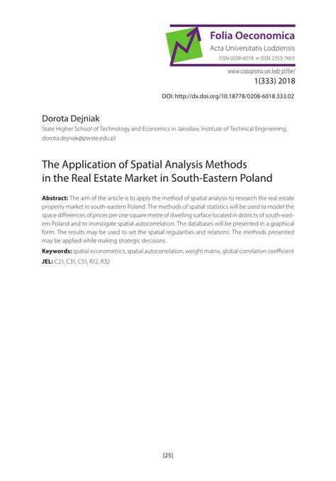 Pdf The Application Of Spatial Analysis Methods In The Real Estate
