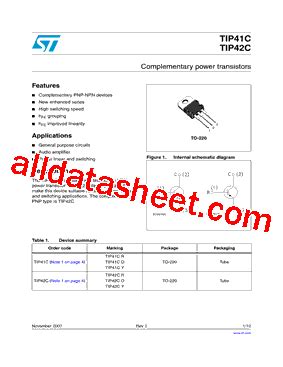 TIP42C Datasheet PDF STMicroelectronics