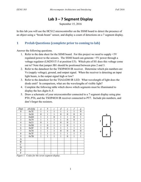 hcs12 microcontroller lab 7 segment display and break beam sensor