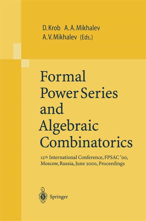 Formal Power Series And Algebraic Combinatorics 12th International Conference Fpsac00 Moscow