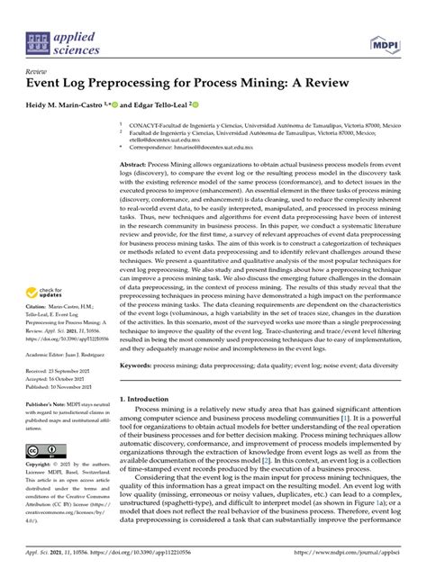 Event Log Preprocessing For Process Mining A Review Pdf Logarithm Information Science