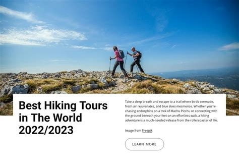 Best Hiking Tours Html Code Example By Nicepage