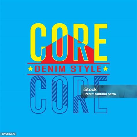 텍스트 그래픽의 코어 데님 프리미엄 벡터 일러스트레이션 티셔츠 인쇄 셔츠 후드티와 바바 정장 키즈 코튼 등의 디자인 보이 복장을