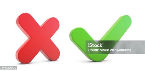 녹색 확인 표시와 적십자 표시 3d는 흰색 배경에 분리되어 있습니다 예 3d 아이콘이 없습니다 0명에 대한 스톡 사진 및 기타 이미지 Istock