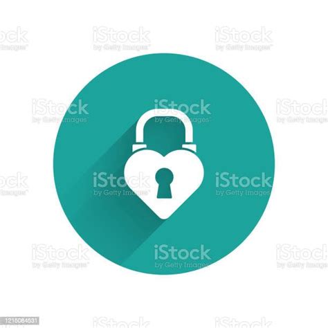 긴 그림자로 고립 된 하트 아이콘 모양의 흰색 성 기호와 열쇠 구멍 기호를 사랑합니다 3월 8일 해피 여성의 날 녹색 원 버튼입니다 벡터 일러스트레이션 개념에 대한 스톡