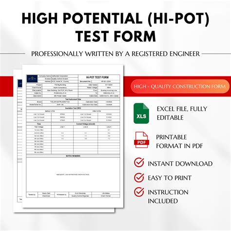 Hi Pot Test Form High Potential Testing Diaelectric Withstand Test
