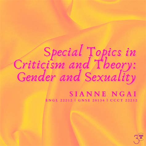 Special Topics In Criticism And Theory Gender And Sexuality The