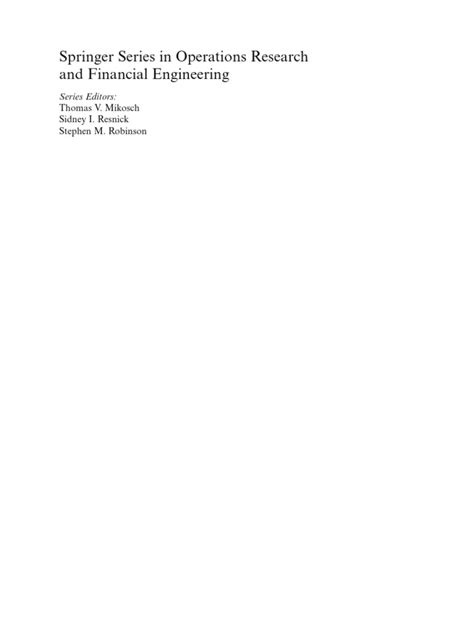 Springer Series In Operations Research And Financial Engineering Pdf