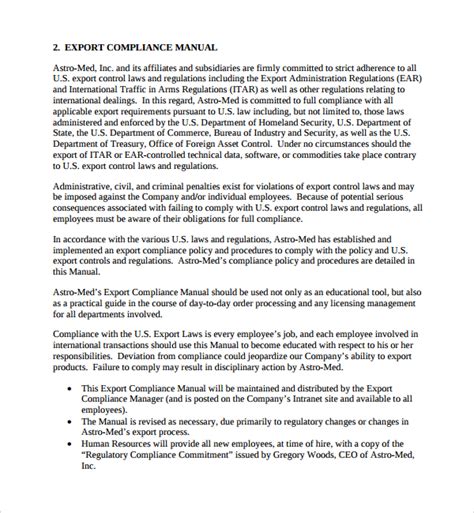 Compliance Manual Template