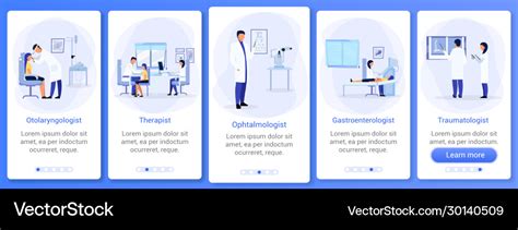 Doctors With Patients Onboarding Mobile App Vector Image