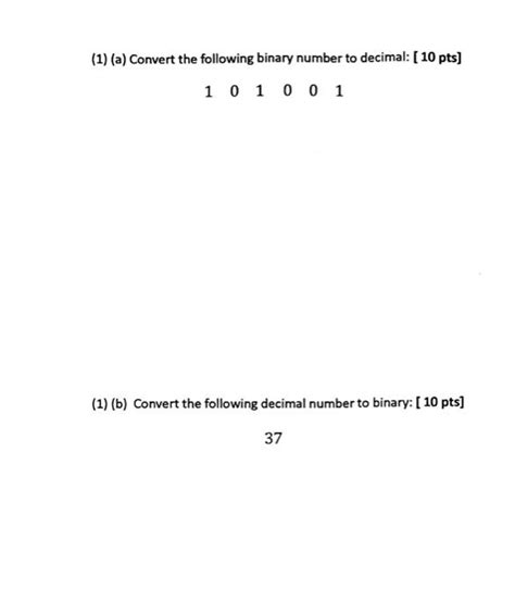 Solved 1 A Convert The Following Binary Number To