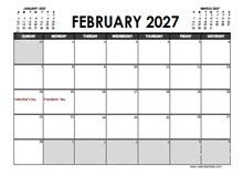 February 2027 Calendar With Holidays Calendarlabs