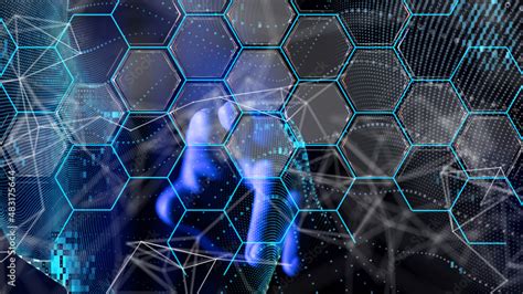Global Network Blockchain 3d Illustration Neural Networks And