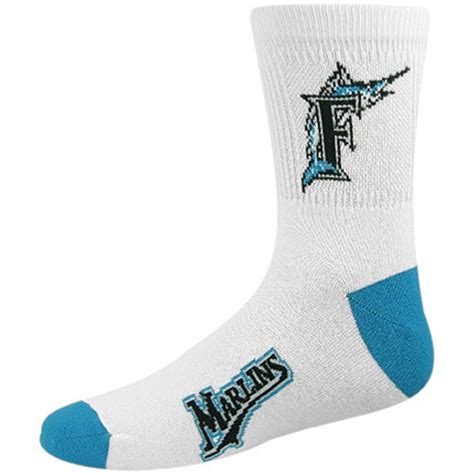 Florida Marlins Youth White Team Logo Crew Socks