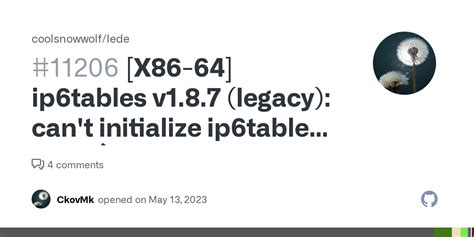 X86 64 Ip6tables V187 Legacy Cant Initialize Ip6tables Table `mangle · Issue 11206