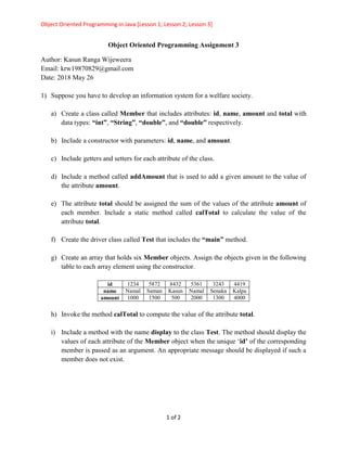 Object Oriented Programming Assignment Pdf