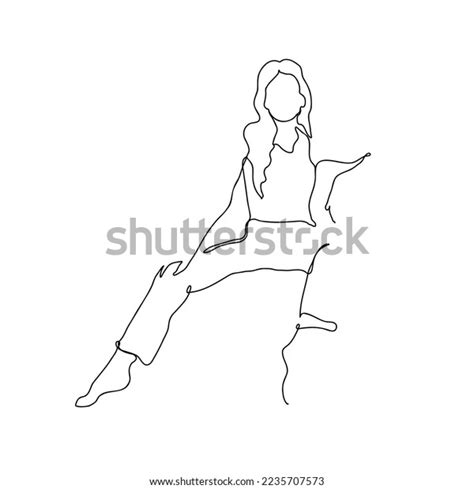 Linear Drawing Doodle Beauty Woman Sitting Stock Vector Royalty Free 2235707573 Shutterstock