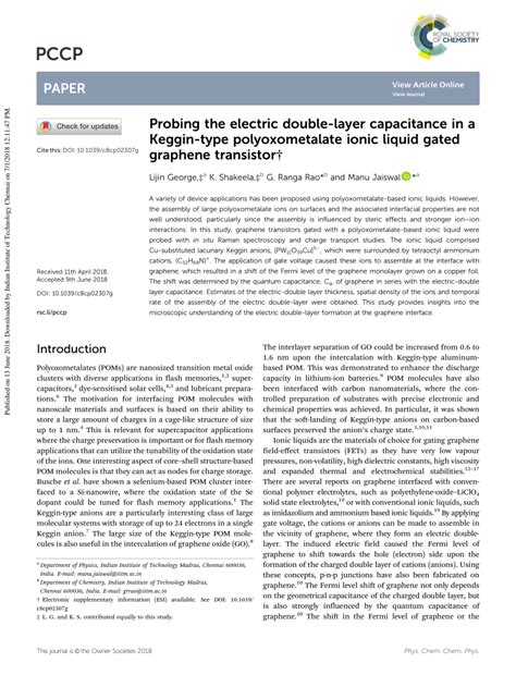 Pdf Probing The Electric Double Layer Capacitance In Keggin Type