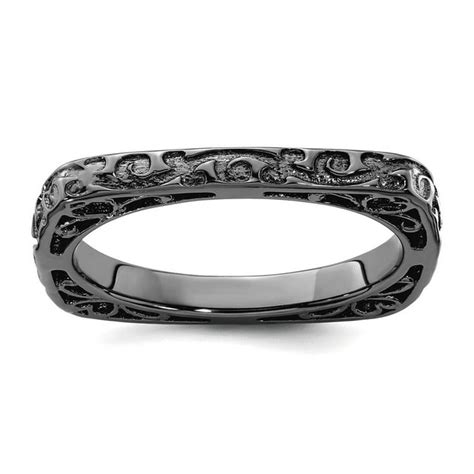 225mm 925 Sterling Silver Patterned Ruthenium Plating Stackable