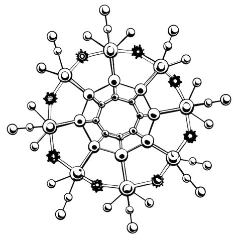 Black And White Illustration Of A Complex Molecular Structure Premium Ai Generated Vector