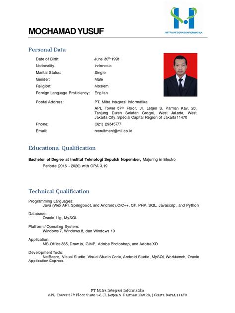 Mochamad Yusuf Personal Data Pdf My Sql Databases