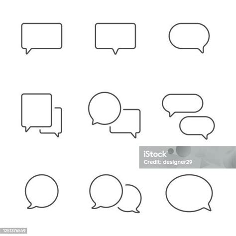 음성 버블 라인 아이콘 세트 벡터 디자인입니다 대화 풍선 문자 기호에 대한 스톡 벡터 아트 및 기타 이미지 대화 풍선 문자 기호 기포 토론 Istock