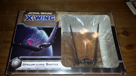 Star Wars X Wing Miniature Game Upsilon Class Shuttle Unboxing And Review