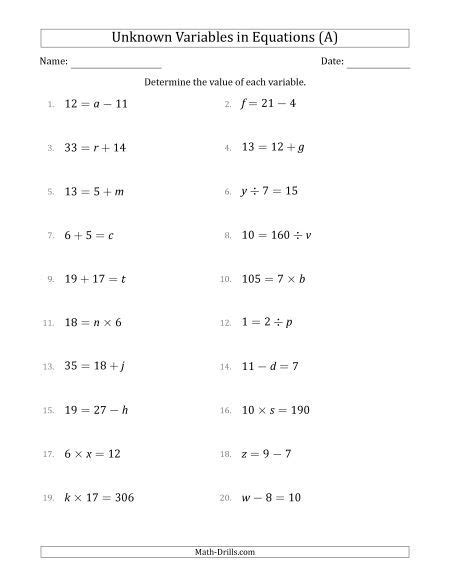 Variable Math Problems