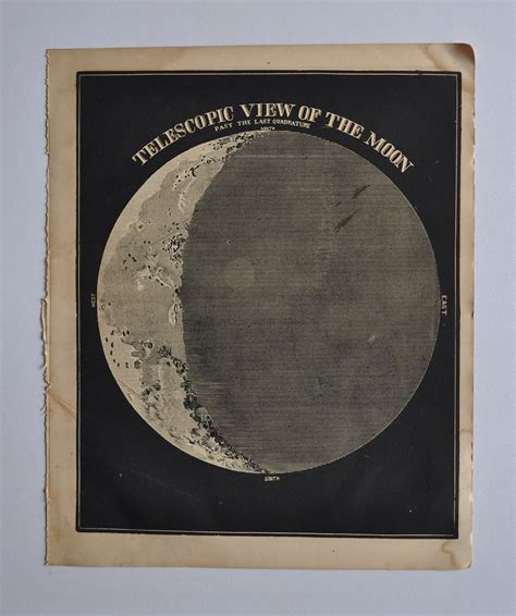 Telescopic View Of The Moon Original Antique Print 1874 Smiths