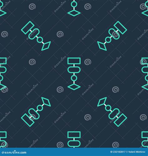 Line Algorithm Icon Isolated Seamless Pattern On Black Background