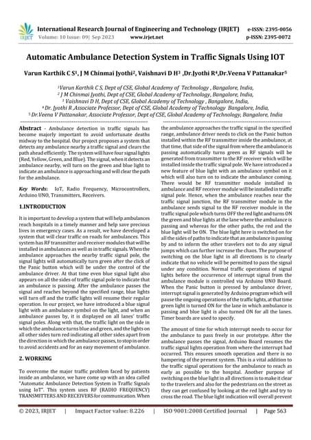 Automatic Ambulance Detection System In Traffic Signals Using Iot Pdf