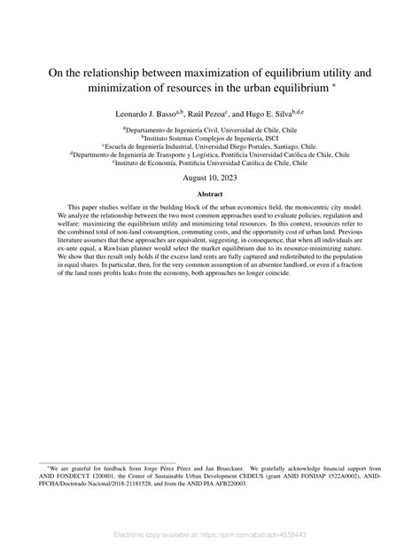 Pdf On The Relationship Between Maximization Of Equilibrium Utility And Minimization Of