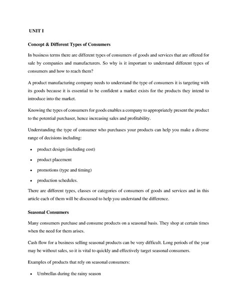 Consumer Protection OLD UNIT I Concept Different Types Of Consumers In Business Terms There