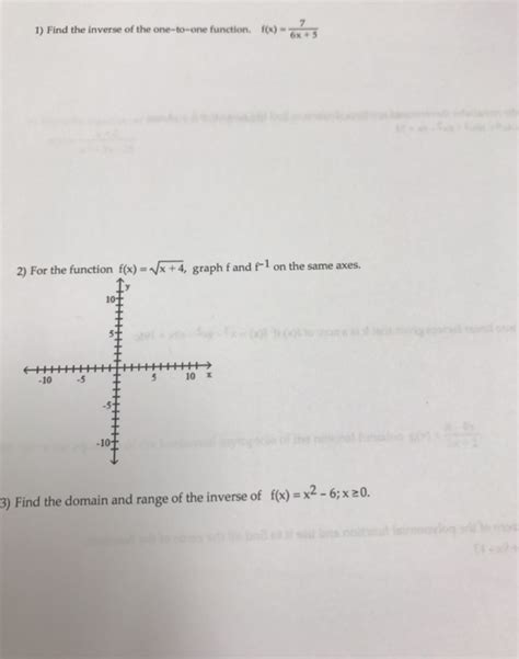 solved find the inverse of the one to one function f x